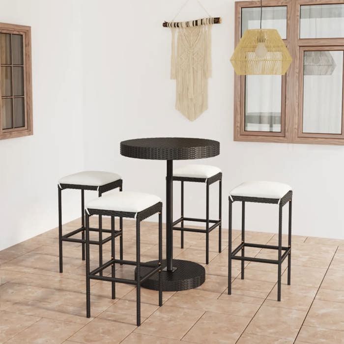 Ensemble Table de Bar avec Tabourets-Ensemble de bar de jardin 5 pcs et ...