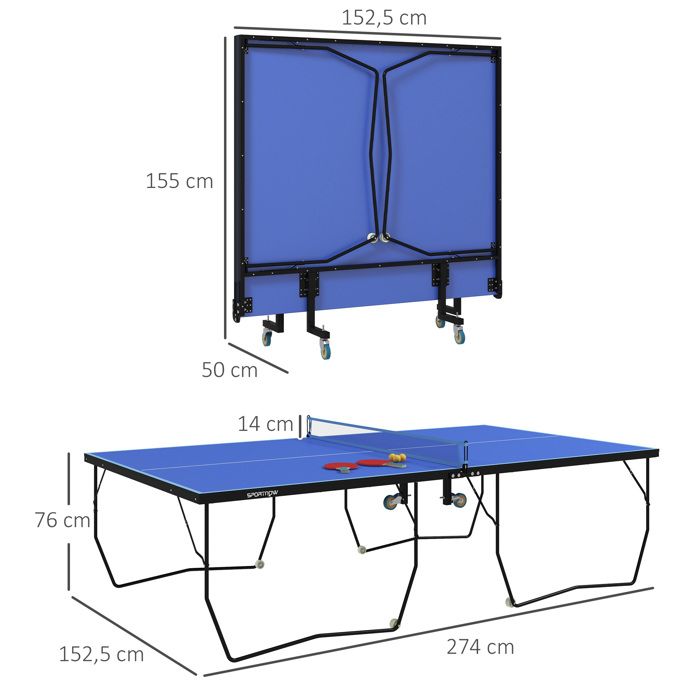 Table de ping-pong SPORTNOW, Table de ping-pong pliante avec filet ...