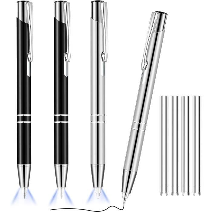 4 Pièces Stylo À Pointe Lumineuse Stylo À Bille En Métal Avec Lumière ...