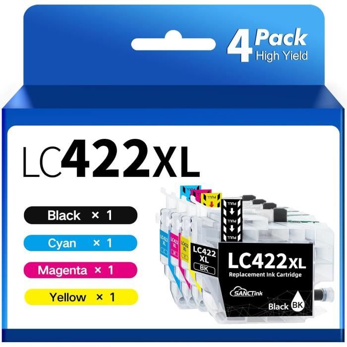 LC422XL LC422 Lot de 4 cartouches d'encre à pigment compatibles avec ...