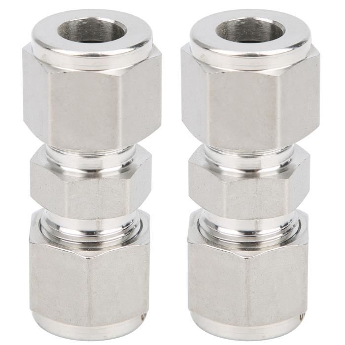 Cikonielf raccord pour tube de compression Adaptateur de tube droit à double virole en acier ...