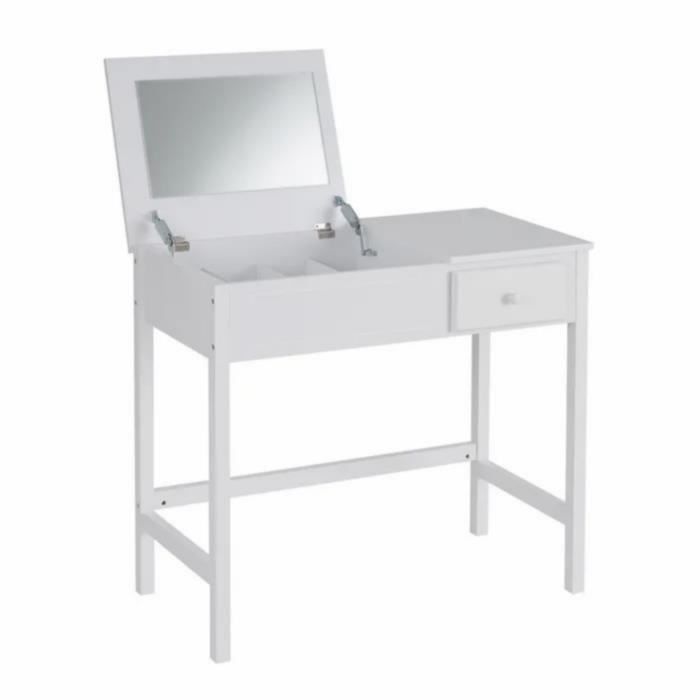 Coiffeuse avec couvecle relevable - JUANIO - Elégance - Chic - Blanc ...