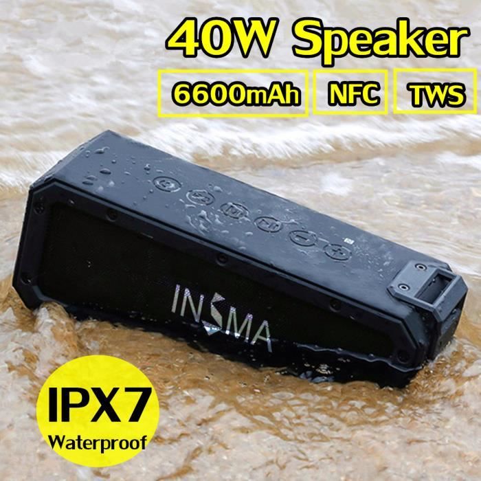 INSMA Enceinte bluetooth Sans fil NFC 40W IPX7 Imperméable 6600mAh - Cdiscount TV Son Photo