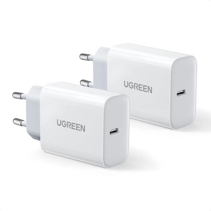 Chargeur Usb C 20W Lot De 2 Power Delivery 3.0 Compatible Avec Iphone ...
