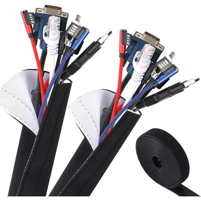 Cache Cable,300cm Flexible Câble Rangement 300cm Nylon Serre Câbles ...