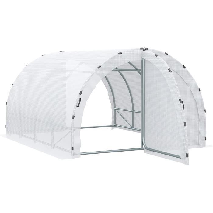 Serre de Jardin Tunnel Surface Sol 12 m² 4L x 3l x 2H m châssis Tubulaire renforcé 25 mm Double ...