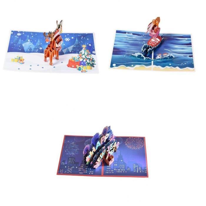 Cartes de Noël 3 Pièces Carte de Nouvel An Enveloppes Uniques Drôles ...