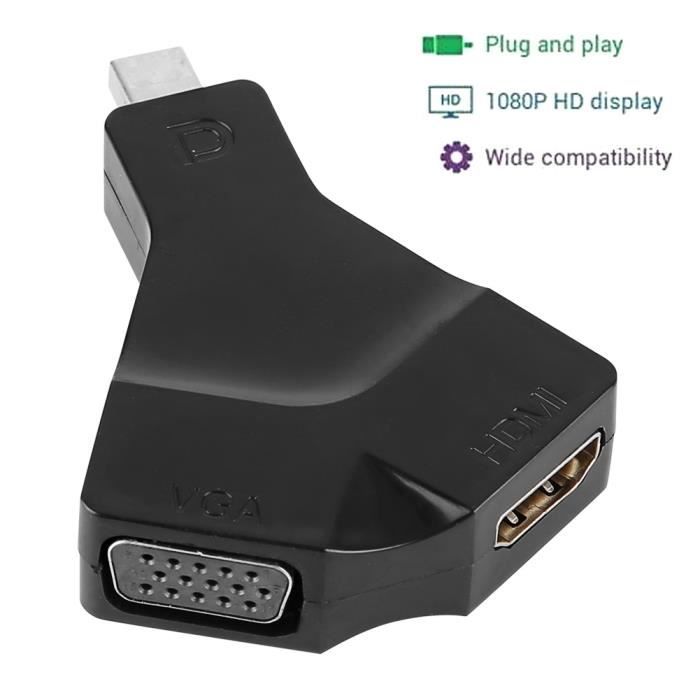 Adaptateur HDMI 2 en 1 mini-convertisseur 4K VGA pour projecteur à ...