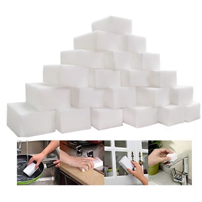 100 Pcs Eponges Magiques, Eponge en Melamine de Nettoyage -Blanche ...