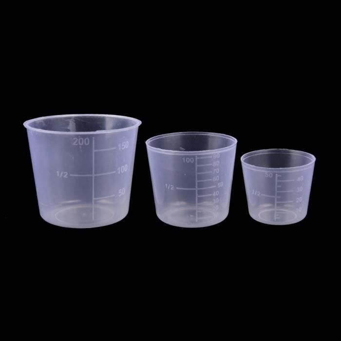 VERRE DOSEUR,--Tasses à mesurer en plastique graduées, 3 pièces-ensemble 200-100-50ml, outil de ...