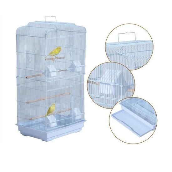 Cage pour Canaris et Petits Oiseaux Exotiques - HUOLE - Métal Robuste ...