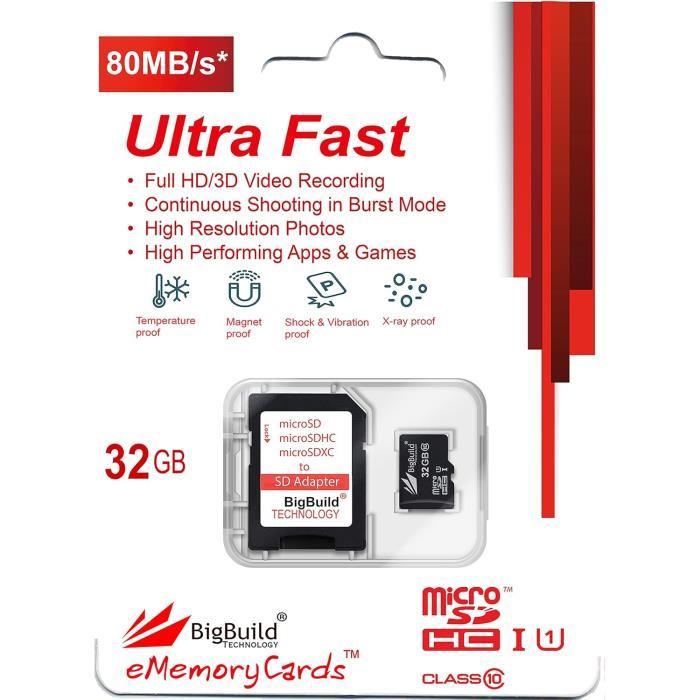 32 Go Ultra Rapide Class 10 80Mo-S Microsd Carte Mémoire Pour Samsung ...