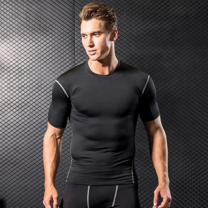 Maillot de compression de fitness pour homme vêtement de sport avec ...