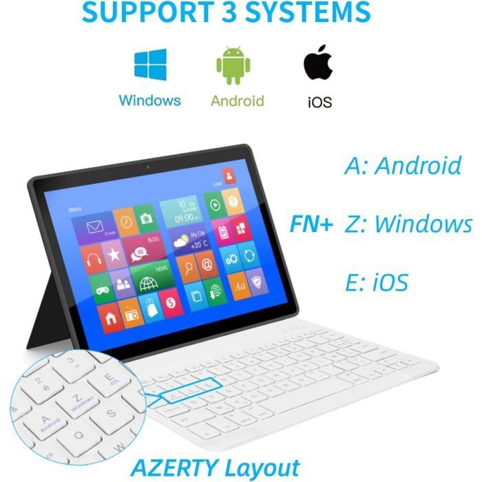 Clavier Français Azerty, Clavier Bluetooth Sans Fil Portable 10 Pouces ...