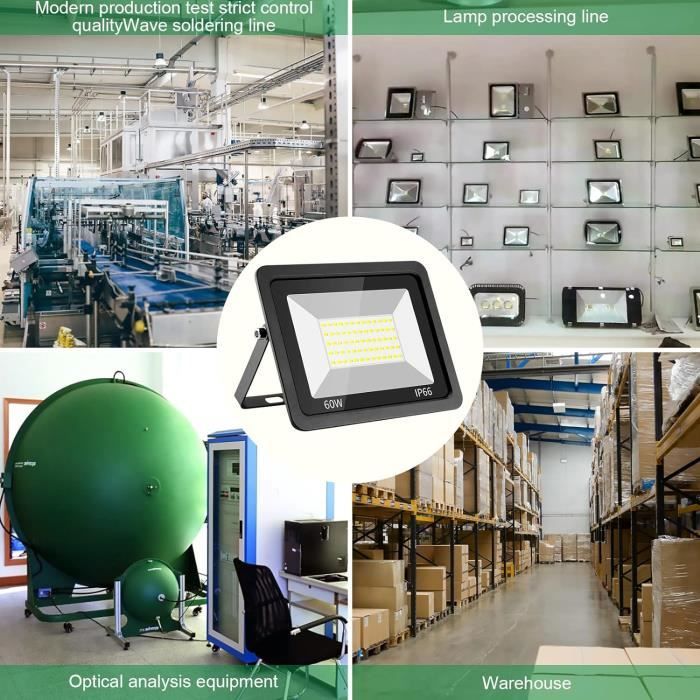 60W Projecteurs Led Extérieur Avec Bouchon, Ip66 Etanche 10000Lm Spot ...