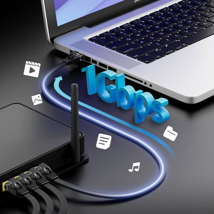 Cable Ethernet 15M, Cat 6 Cable Rj45 15M Haute Vitesse Câble Réseau ...