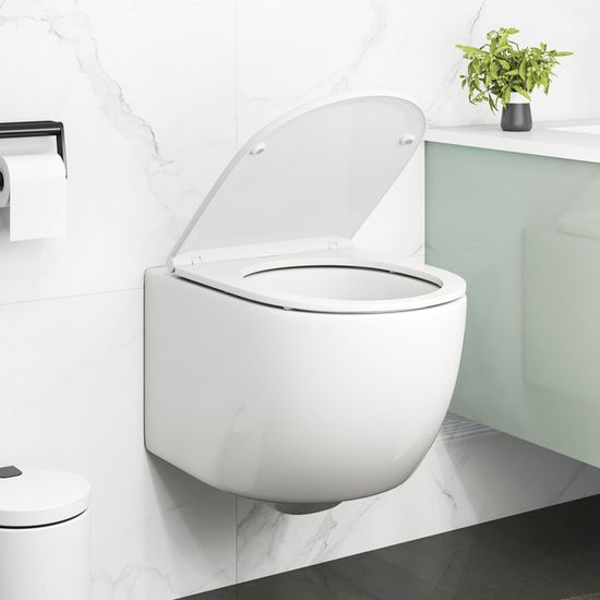 GIANTEX WC Suspendues sans Bride, Toilettes en Céramique avec Abattant ...
