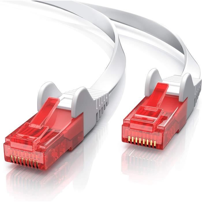 30m Câble réseau Cat 6 plat RJ45 - Câble LAN Gigabit Ethernet 1Gbps ...