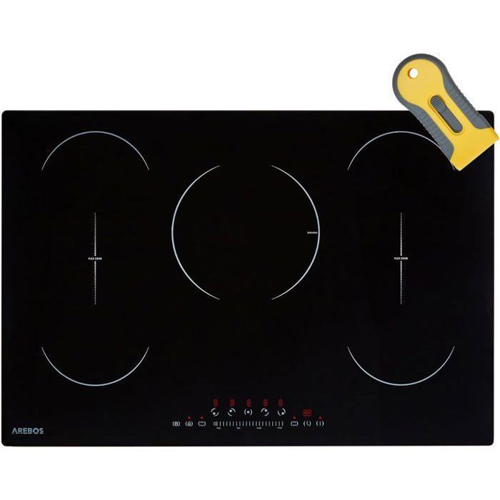 AREBOS Table de cuisson à induction | 9800 W | 5 plans de cuisson avec ...
