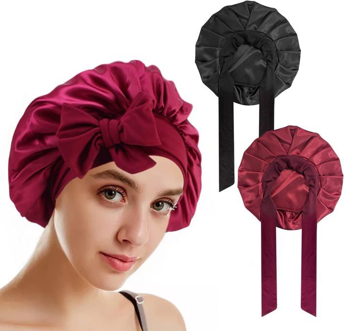 BONNET DE DOUCHE-Lot de 2 Bonnets de Nuit réglables pour Femme - Bonnet ...