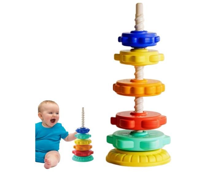 FORME A TRIER Spin Stacking Toy, Rainbow Spin Stack Tower, Educational ...
