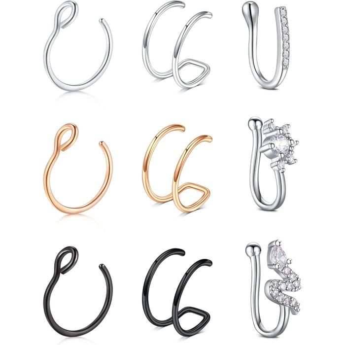 AceFun Faux Piercing Nez Acier Chirurgical Faux Piercing Nez Anneaux ...