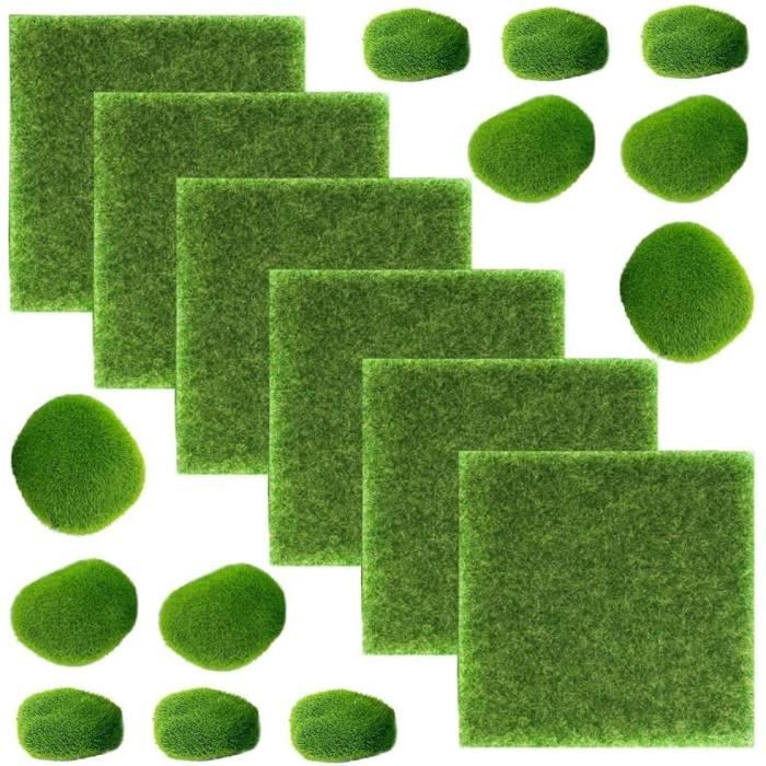 Gazon Artificiel 6 Pièces Pelouse Artificielle Grass Jardin Miniature Tapis De Pelouse Verte ...