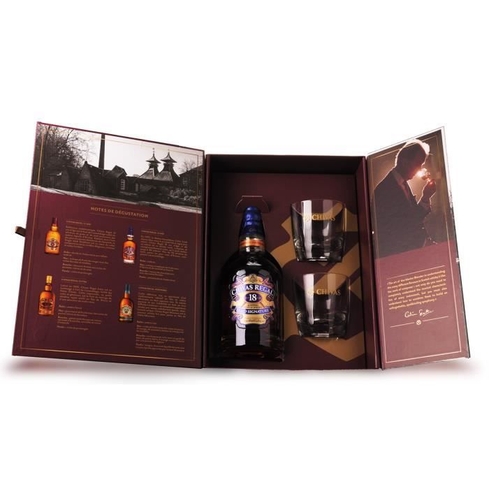 Whisky Chivas Regal 18 ans 70cl - Coffret Dégustation 2 verres - Achat ...