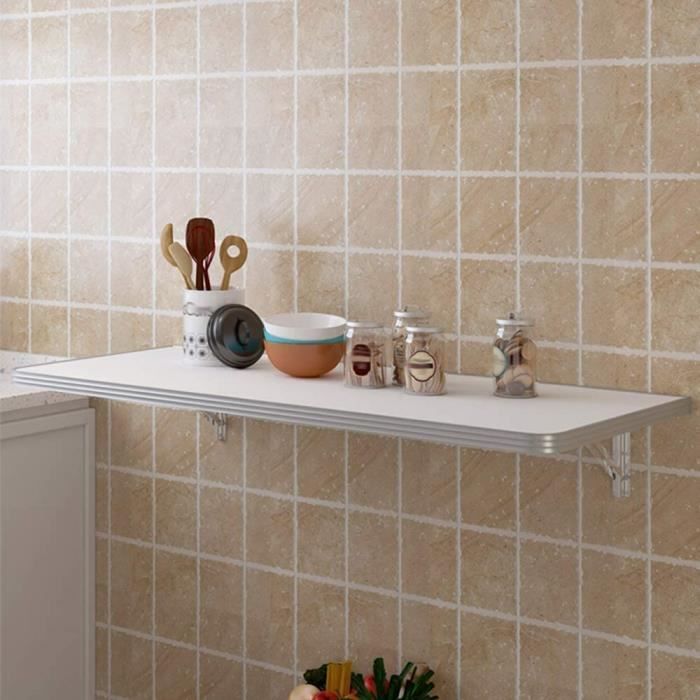 Table Pliante Mur Table Pliante Blanc Mur Bureau Pliant Bois Cuisine ...