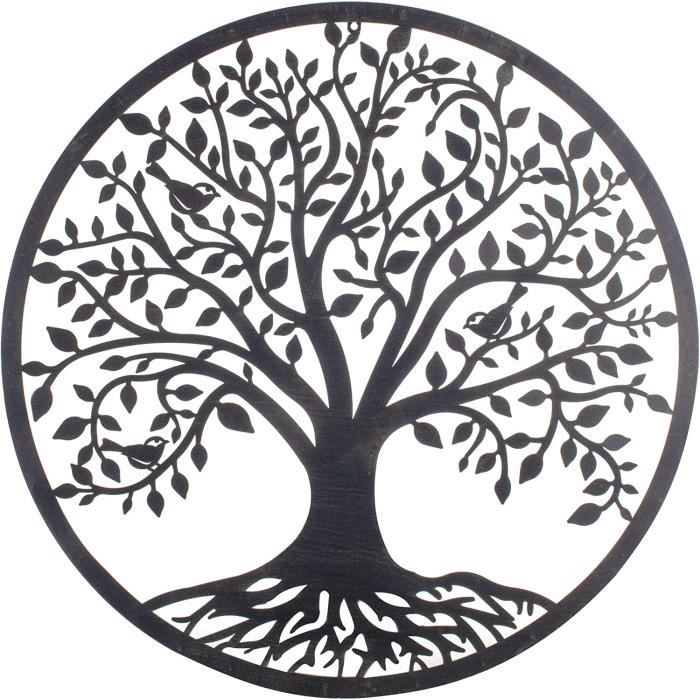 Déco Murale Métal : Arbre de Vie Noir Ambré, Coll Renaissance. D 82 cm ...