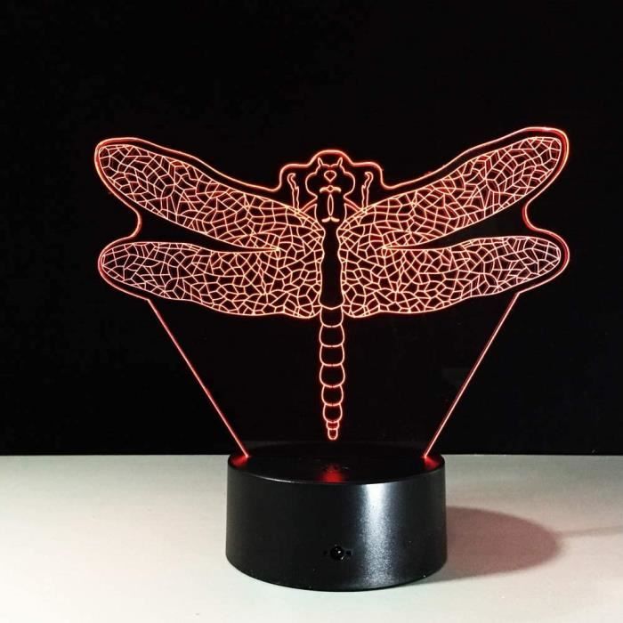 Libellule 3D Lampes Avec Télécommande, Led Lampe 16 Couleur Lumière ...
