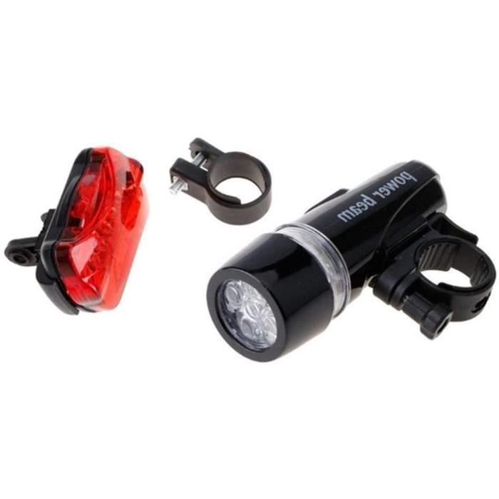 Eclairage pour vélo - Portable 5 LED - Feu avant et arrière - Etanche ...