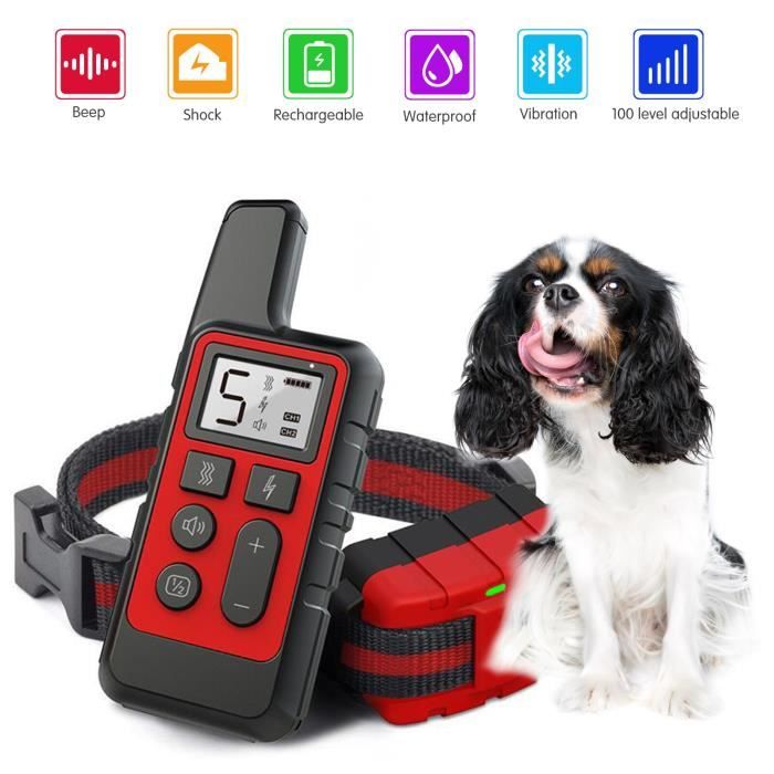 Dog Training Collar Electric Dog Shock Collar Pet Anti Bark Collar 500m Remote Range 100 Level ...
