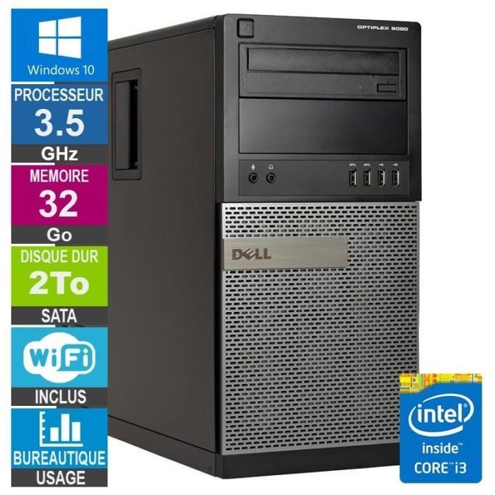 PC Dell 9020 MT i3-4330 3.50GHz 32Go/2To Wifi W10 - Cdiscount Informatique
