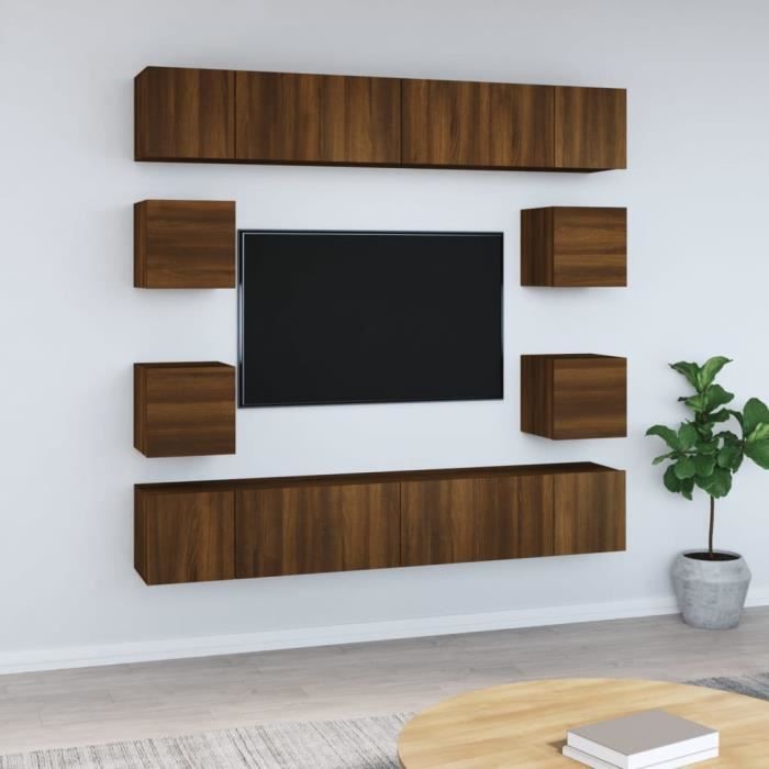 LIA - Ensemble de meubles TV 10 pcs Chêne marron Bois d'ingénierie ...
