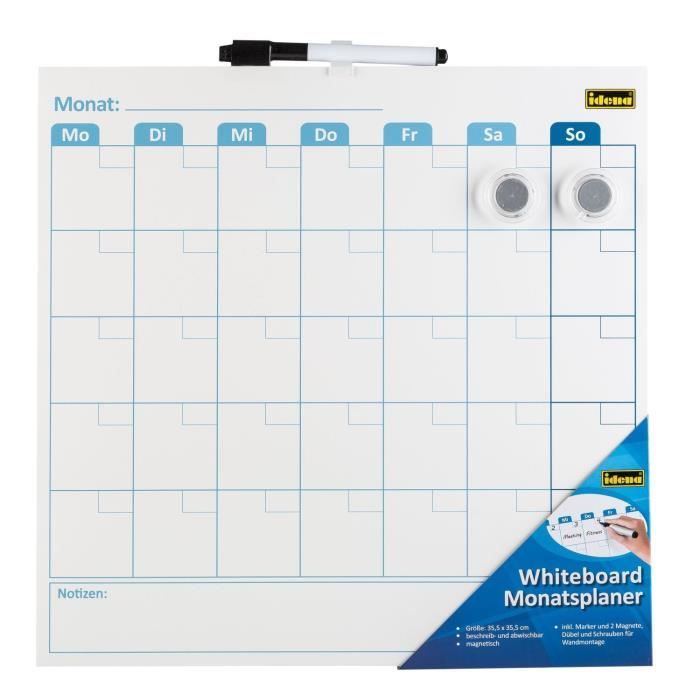 Idena Planning mensuel Tableau blanc avec marqueur et 2 aimants - 21414 ...