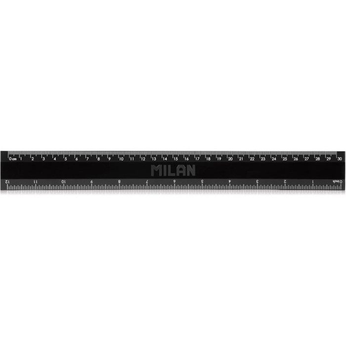 Triple décimètre - Règle - 30 cm - Plate - Plastique - Noir - Milan ...