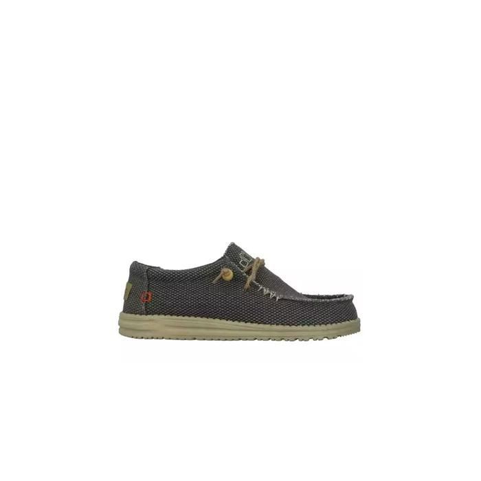 Baskets - HEY DUDE - WALLY NATURAL - Talon plat - Noir Noir - Cdiscount ...