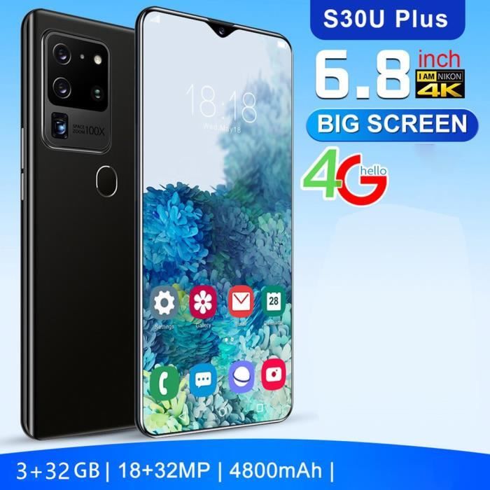 S30U Plus Grand écran de goutte d'eau de 6,8 pouces Smartphone Android ...