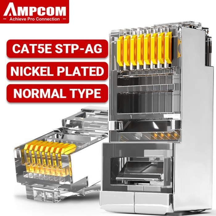 AMPCOM-Connecteur modulaire RJ45 blindé CATinspectés,8P8C,CriAJEnd ...