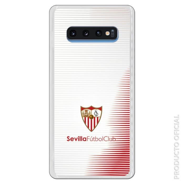 Coque Officielle Sevilla FC Lignes Blanches et rouges sur Fond gris ...