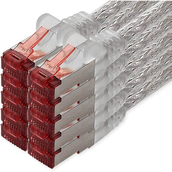 Câble Réseau Cat.6 2M Transparent 10 X Câble Ethernet Câble Réseau ...