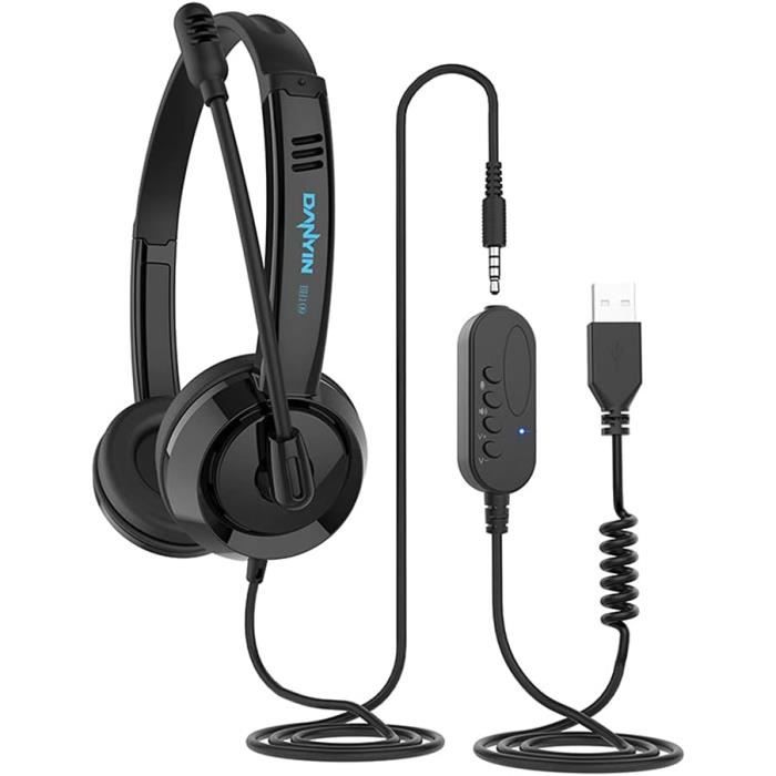 Casque Pc Filaire Avec Micro Casque Usb-3,5 Mm Annulation Du Bruit ...