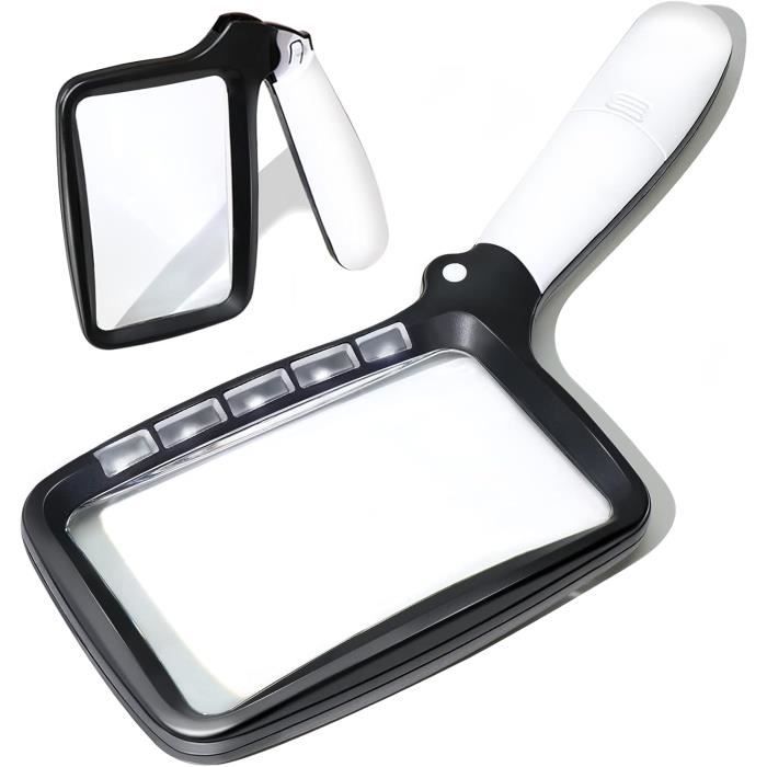 Loupe de Lecture Lumineuse - SSS - 3X Grand Loupes Eclairante - LED - Poignée pliable ...
