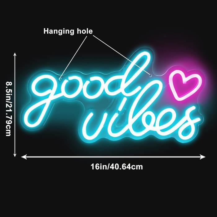 Good Vibes Enseigne Lumineuse, 17 X 11 Pouces Lettres Good Vibes Néon ...