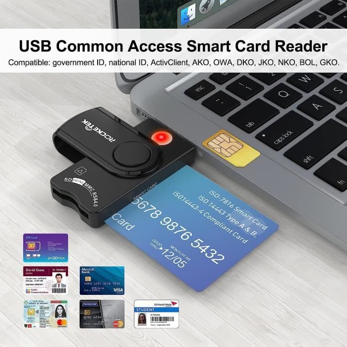 Lecteur Carte D'Identite Usb,Lecteur De Carte D'Identité Puce 4 En 1 ...