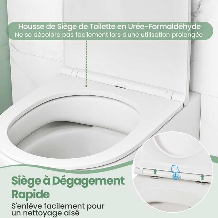 GIANTEX WC Suspendues sans Bride, Toilettes en Céramique avec Abattant ...