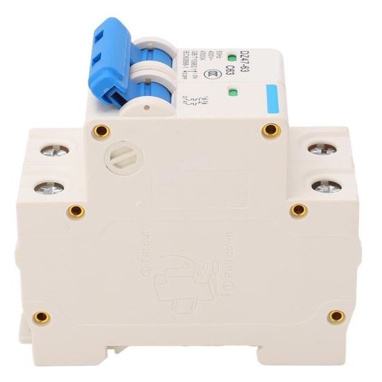 EJ.life Petit disjoncteur Disjoncteur miniature 2P DIN Rail Isolateur de courant 400V 63A 4500A ...
