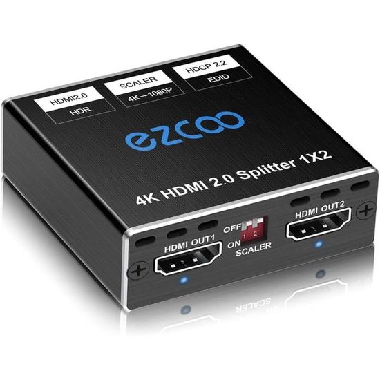 4K 60Hz Splitter Hdmi 1 Entrée 2 Sorties 1080P 120Hz Hdcp H 18Gbps Uhd ...