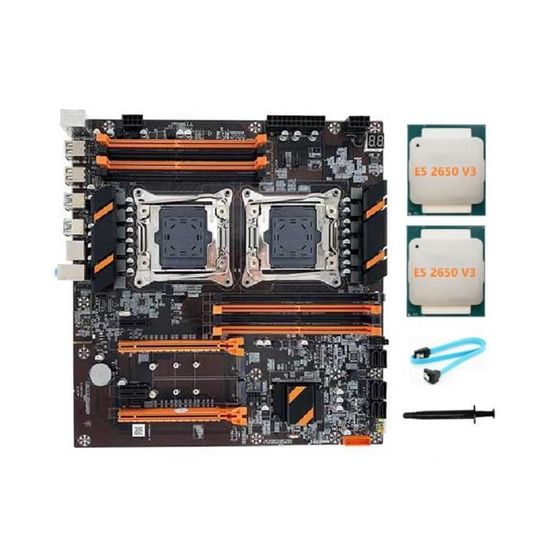 Carte MèRe Double Processeur X99 LGA2011 Prend en Charge la Carte MèRe MéMoire DDR4 ECC + 2 ...